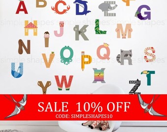 Alphabet wall decal | Etsy