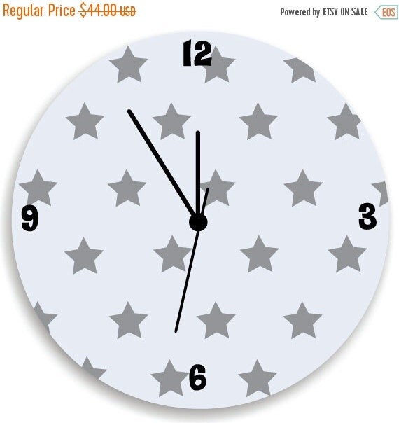 Christmas Sale Kids Bedroom Wall Clock Stars by KidODesignStudio