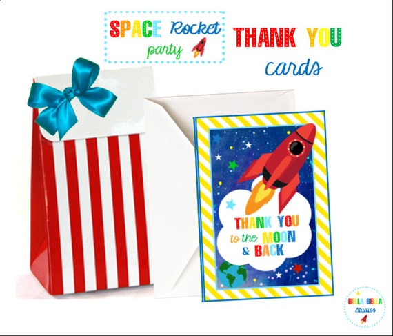 SPACE ROCKET Thank You CARDS Printable Instant Download