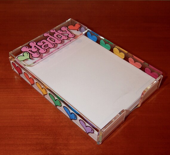 Personalized and Hand Painted Acrylic Note Pad Holder