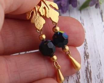 Items similar to Jeweled and Beaded Dangles with Swarovski Crystals 925 ...