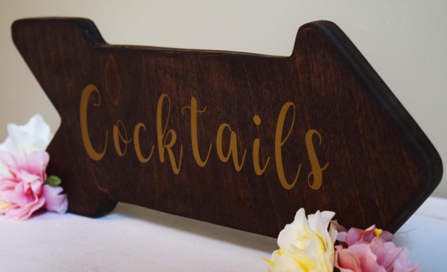 Cocktails Wedding Directional Arrow Sign Drinks Rustic