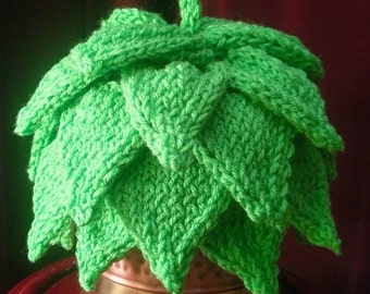 Hand Knit Custom 5-Layer Hop Hat with Ear by LarksHeadBrewing