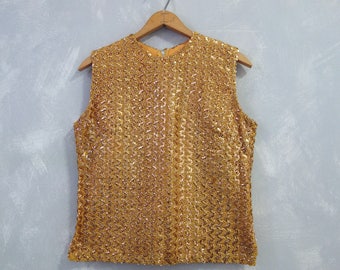 Gold sequin top | Etsy