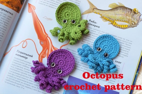 Crochet pattern Octopus applique ornament Crochet Crafts