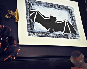 Bat art print | Etsy