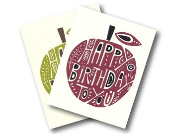 Apple greeting card | Etsy