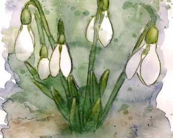 Snowdrops watercolor | Etsy