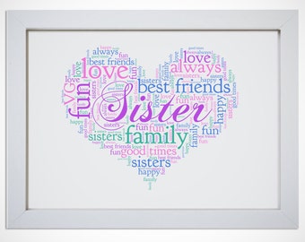 Sister word art | Etsy