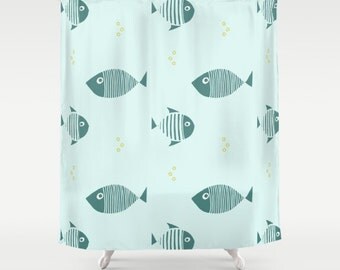 Fish shower curtain | Etsy
