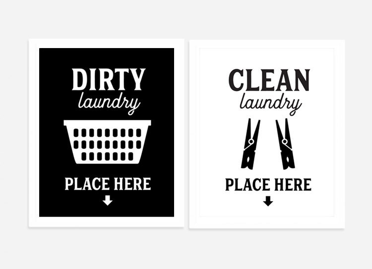 Laundry Room Art Dirty and Clean Signs Set of Two Landry