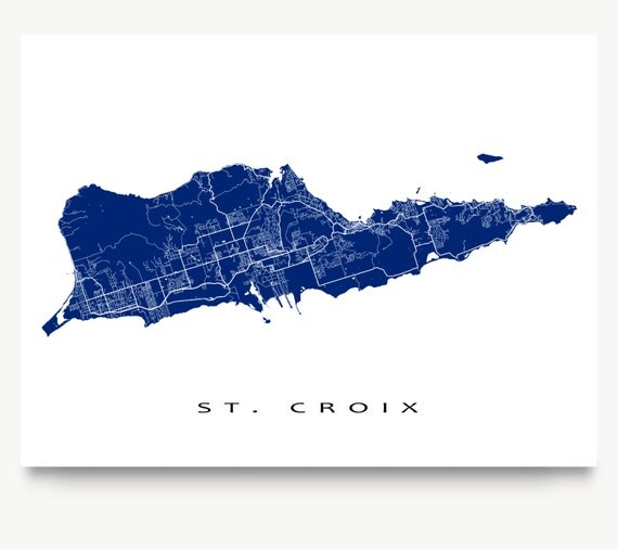 St Croix Map Art Print US Virgin Islands Caribbean Island