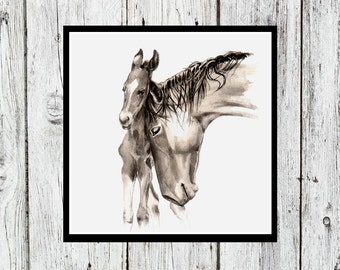 Horse watercolor | Etsy