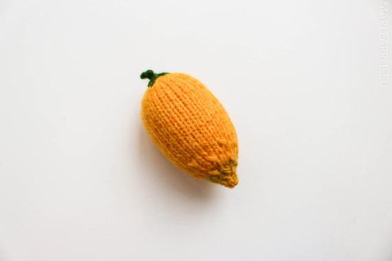 Soft toy lemon gift for foodie knitted fruits Waldorf toy