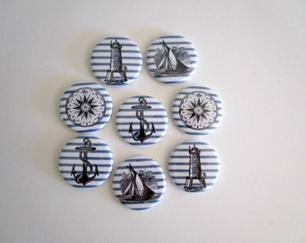 Nautical Magnet or Pin Set anchor sailboat sailing