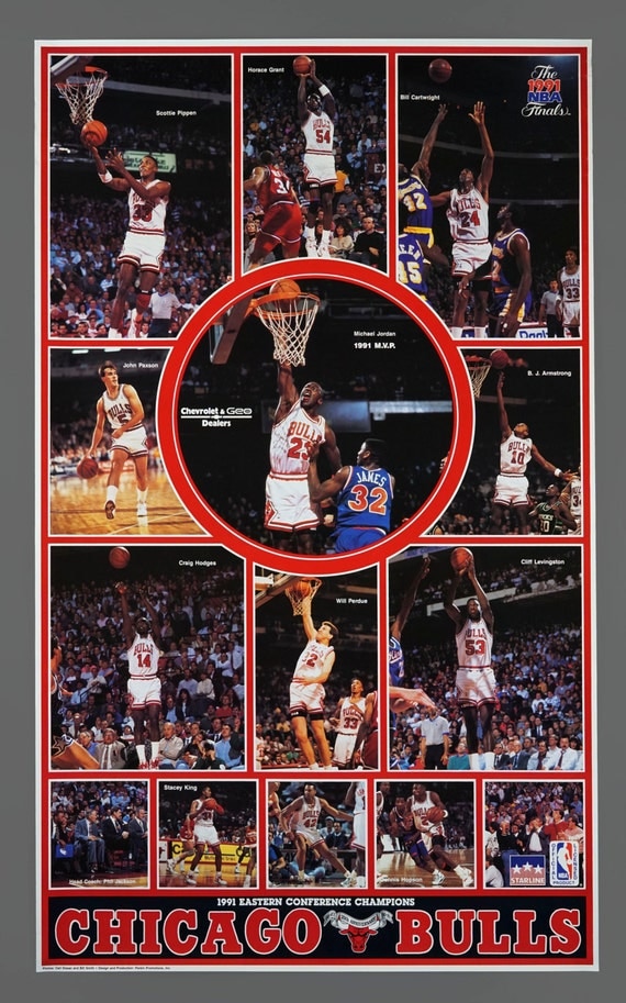 1991 Eastern Conference Champions NBA Chicago Bulls Poster