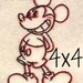 Mickey Grin Sketch Embroidery 4x4 5x7 6x10 in 9 formats