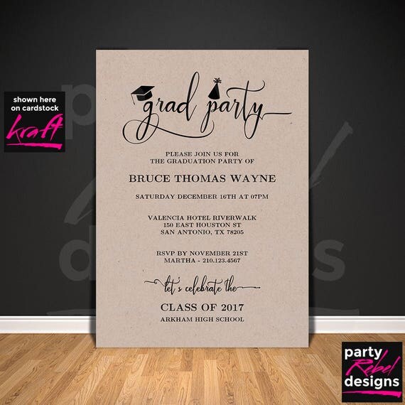 Printable Graduation Party Invitation Template Grad Party