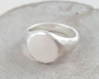 Silver signet ring | Etsy