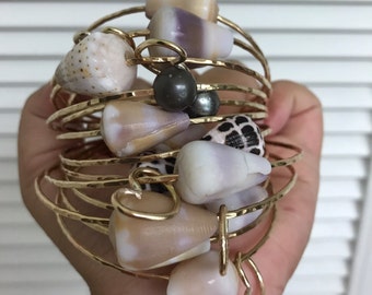 Handmade wedding purse shell bangles with stunning brooch