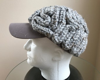 Items similar to Gray Brain Hat - Thinking Cap/Chemo Cap - Hand-Knit ...