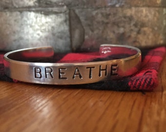 Pause Breathe Relax Copper Cuff Bracelet