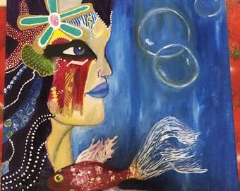 Mermaid oil painting | Etsy