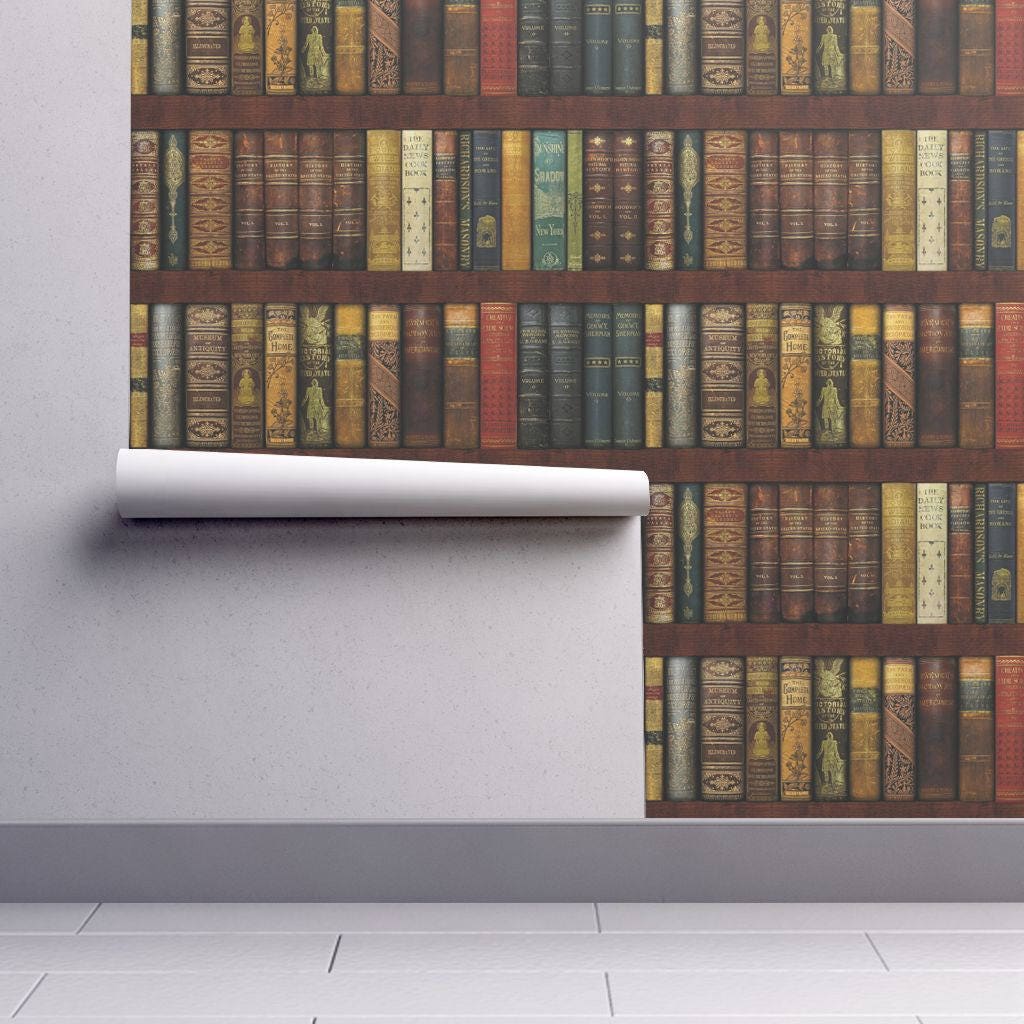 Vintage Library Wallpaper Instant Bookcase By