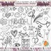 Valentine Doodle Clip Art Heart Digital Stamps Lock & Key