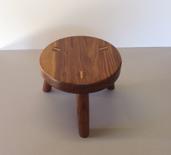 Wood Footstool wooden foot stool solid Black Walnut