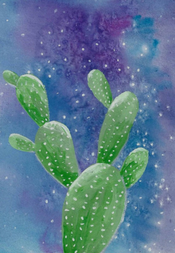 Space Cactus 4x6 Art Print