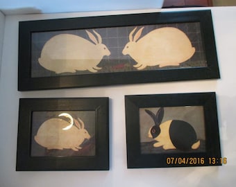 Vintage rabbit print | Etsy