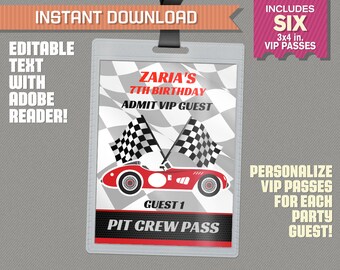 Nascar Ticket Party Invitation Ticket Style Pit Pass