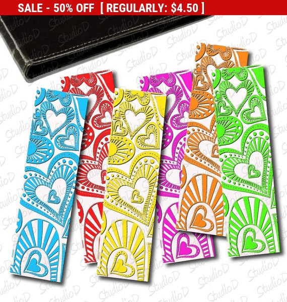 50% SALE Heart Bookmarks Back to school Printable by StudioDprint