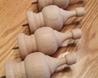 Items similar to Unfinished Wood Finials, Solid wood turned ...