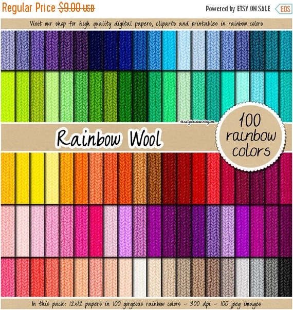 SALE 100 wool digital paper rainbow wool fabric digital paper