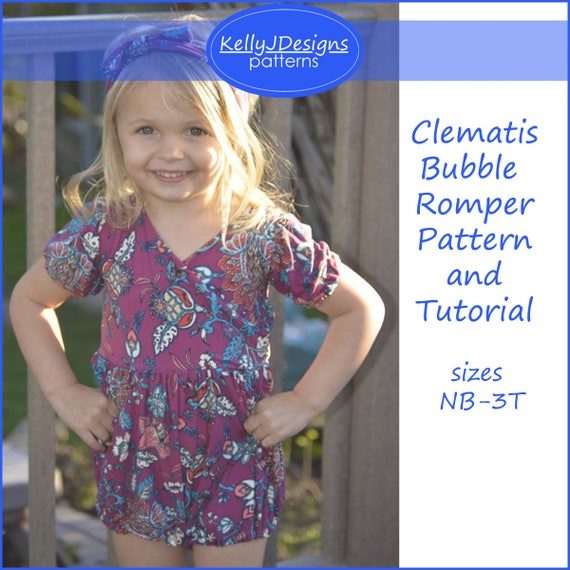 Clematis Bubble Romper Pattern and Tutorial Sewing PDF Pattern
