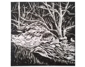 Linocut landscape | Etsy