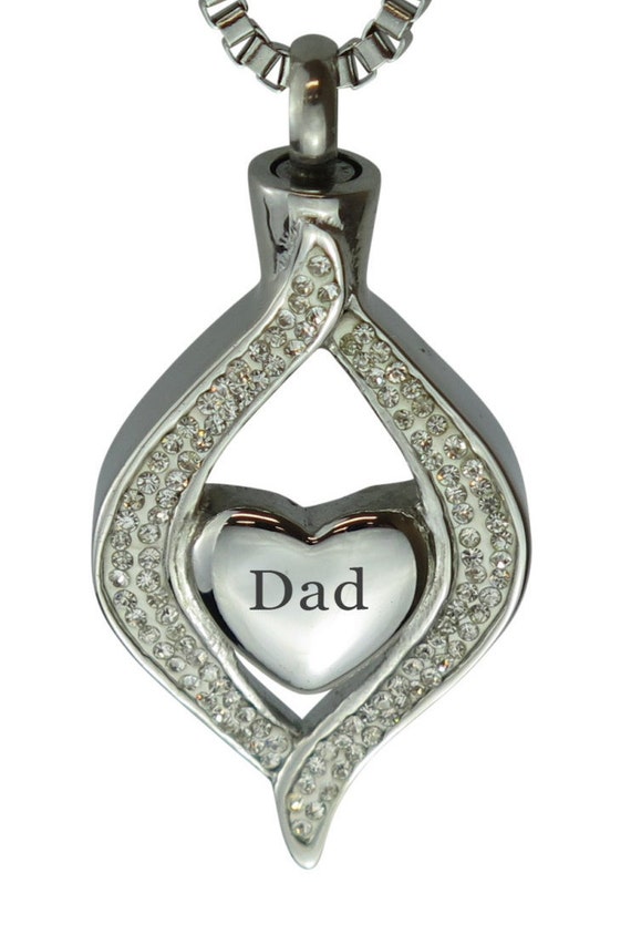 Diamond Dad Heart Urn Pendant Necklace Memorial by LovetoTreasure