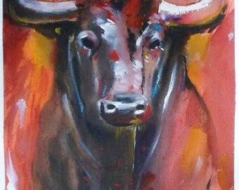 Bull painting | Etsy