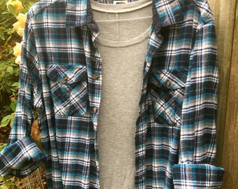 Blue flannel shirt | Etsy