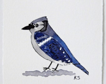 Blue jay watercolor | Etsy