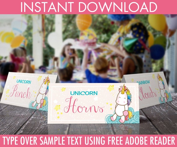 Unicorn Party Food Label - Unicorn Birthday, Rainbow Birthday, Magical ...