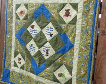 Teddy bear quilt | Etsy