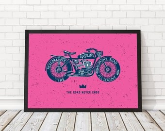 Motorcycle poster | Etsy