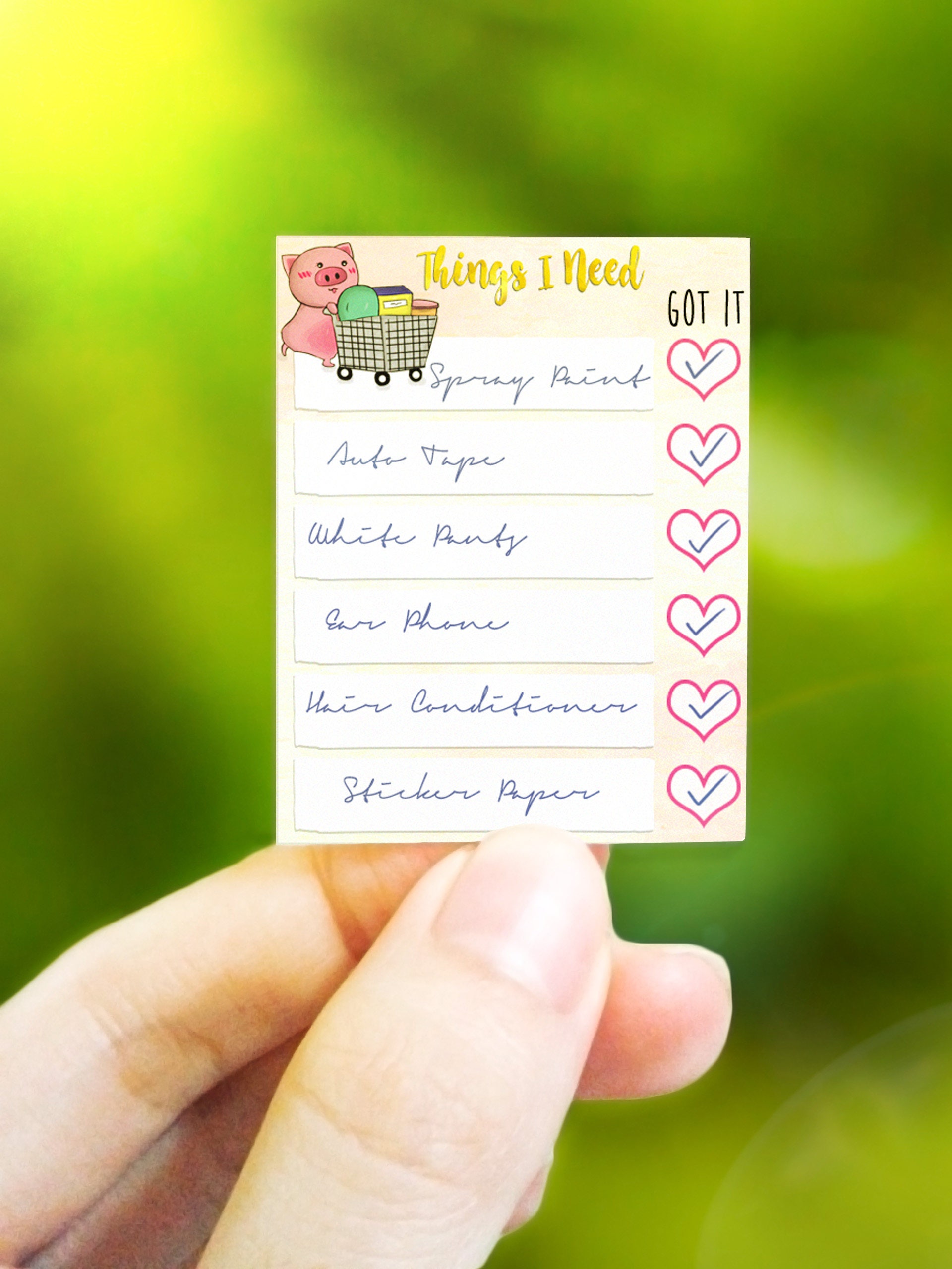 Printable Things I Need Heart Checklist Stickers