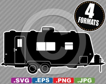 5th Wheel Travel Trailer / Camper / RV Clip Art SVG cutting