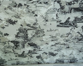 Black toile fabric | Etsy