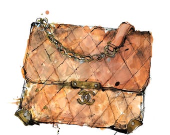 Chanel bag drawing | Etsy