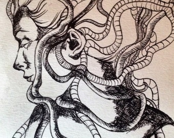Medusa drawing | Etsy